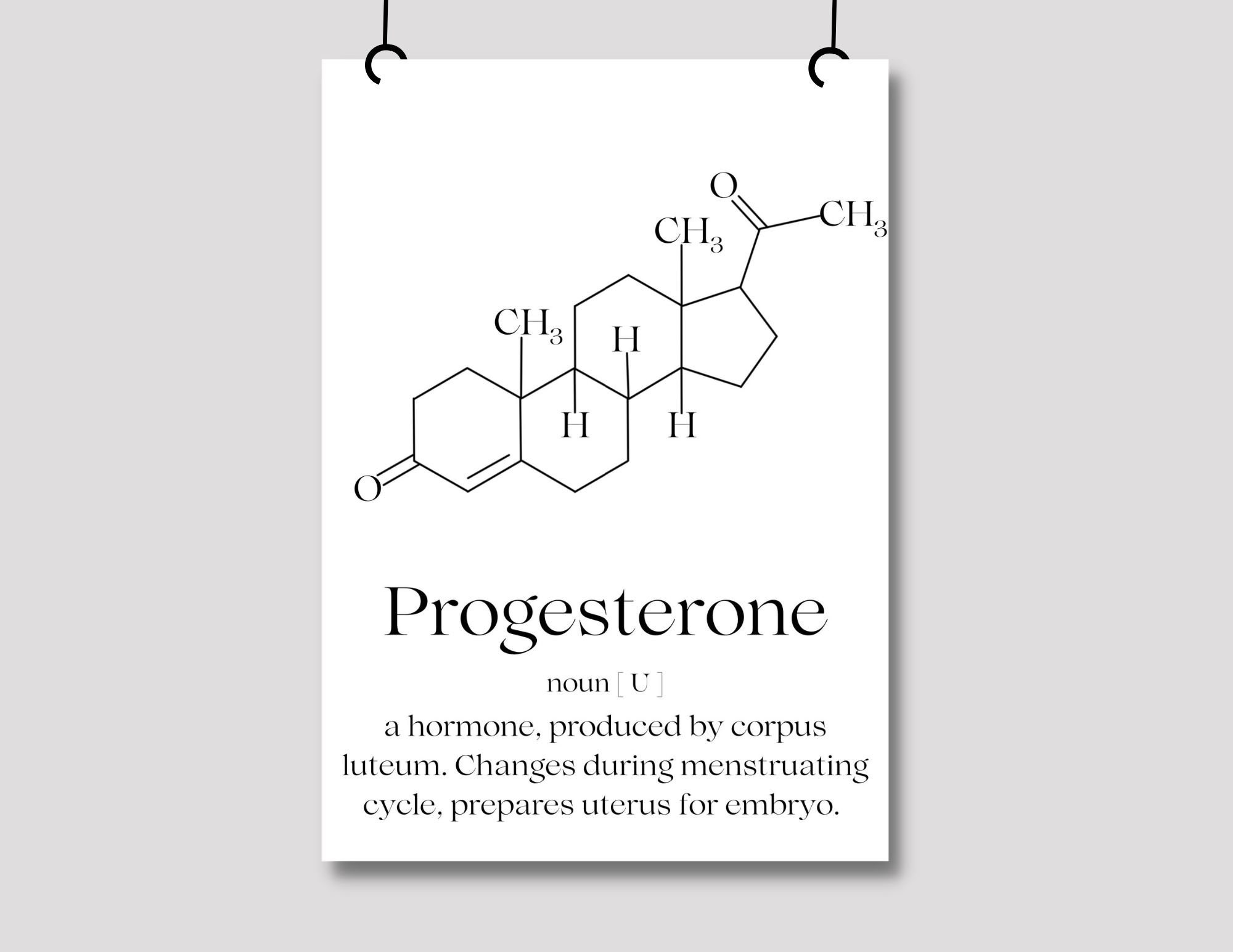 Progesterone Wall Art, Printable, Digital Product, PDF, Poster ...