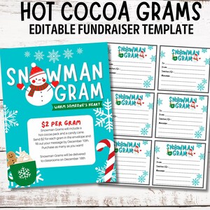Printable Snowman Christmas Gram for School Fundraiser Hot Cocoa ...