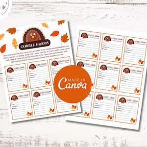 Editable Thanksgiving Gobble Gram | Candy Grams for School Fundraiser ...