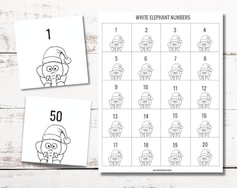 White Elephant Gift Exchange Printable Numbers Editable Download for ...