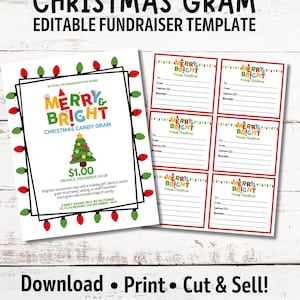 Christmas Candy Gram School Fundraiser Template | Editable Holiday ...