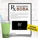 Printable Boba Gift Card Holder Card Boba Prescription Card for ...