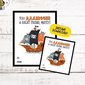 Printable Valentines Day Cards for Kids Valentine Tags Pirate Valentine ...