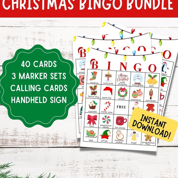 Christmas Bingo Cards and Markers - Etsy