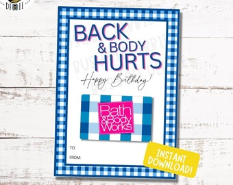 Back & Body Hurts Funny Birthday Card 4.25 X 5.5 Greeting Card W ...