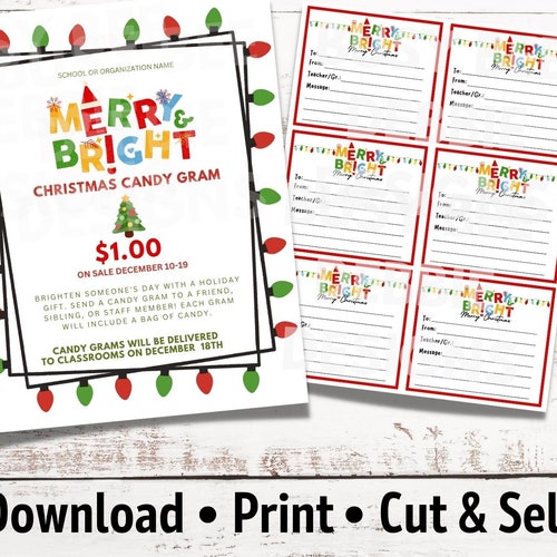 Christmas Candy Gram School Fundraiser Template Editable - Etsy