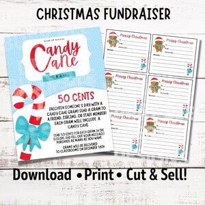 Printable Christmas Candy Cane Gram School Fundraiser Winter Holiday ...