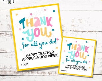 Teacher Appreciation Thank You Tags - Etsy