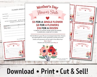 Editable Mother's Day Flower Fundraiser Flyer Template Printable Event ...