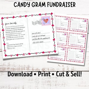 Printable Valentine's Day Candy Gram Post Card - Etsy