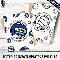 Editable Volleyball Coach Thank You Card | End of the Year Gift | Coach ...