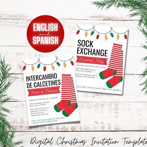 Editable Sock Exchange Christmas Party Invitation | Printable Holiday ...