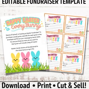 Editable Easter Candy Gram Flyer PTO / PTA School Fundraiser Template ...