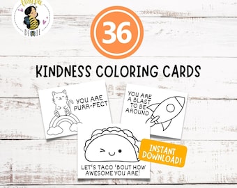 Mini Kindness Cards to Color Affirmation Cards Printable Kindness Cards ...