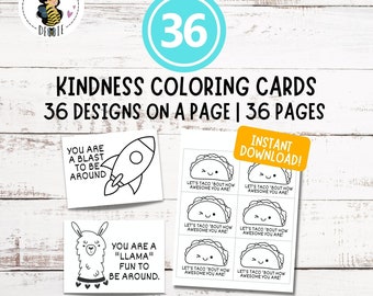 Compliment Cards Kindness Cards to Color Printable Positivity Cards ...