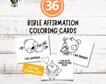 Biblical Affirmations for Kids Bible Affirmation Cards to Color ...