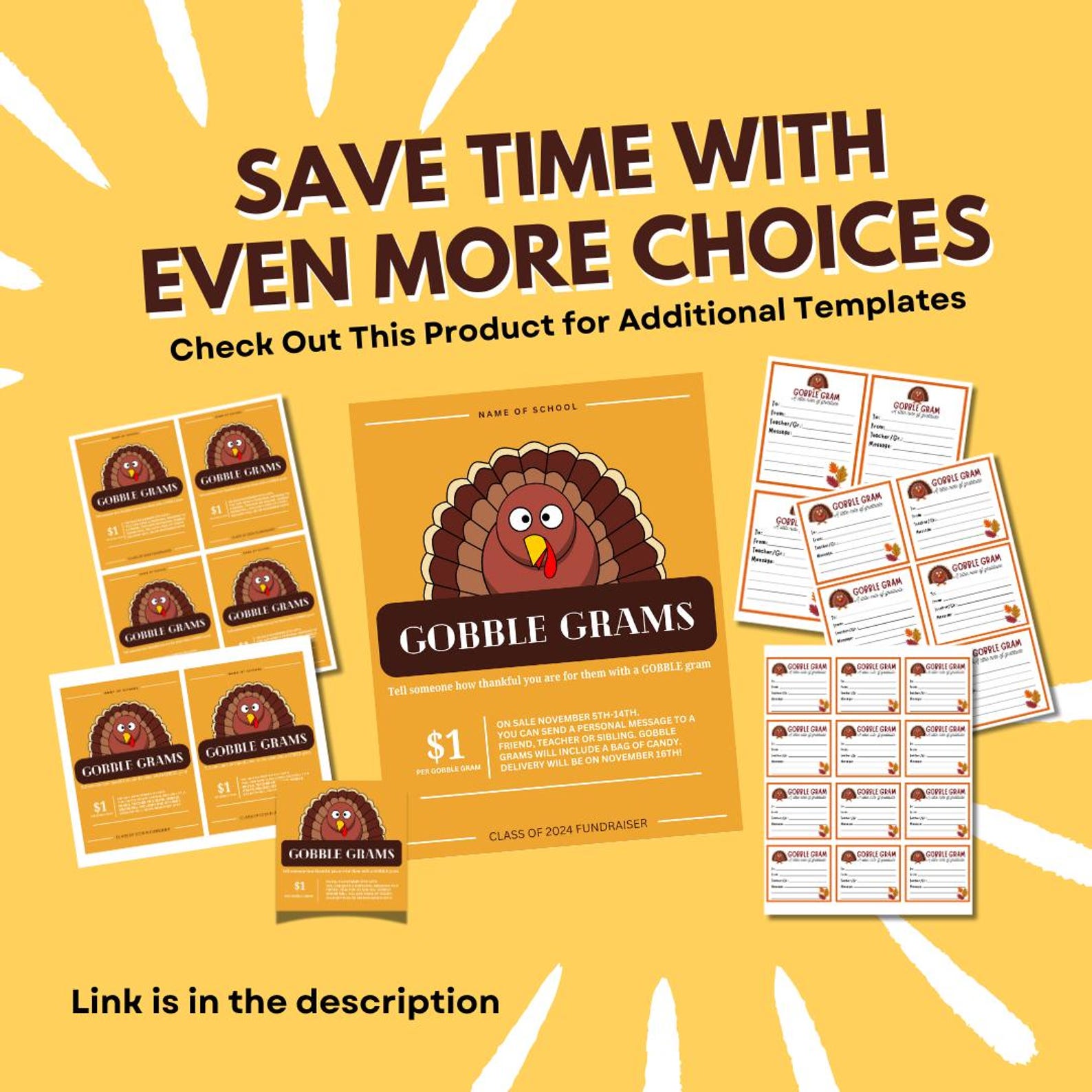 Editable Thanksgiving Gobble Gram | Candy Grams for School Fundraiser ...