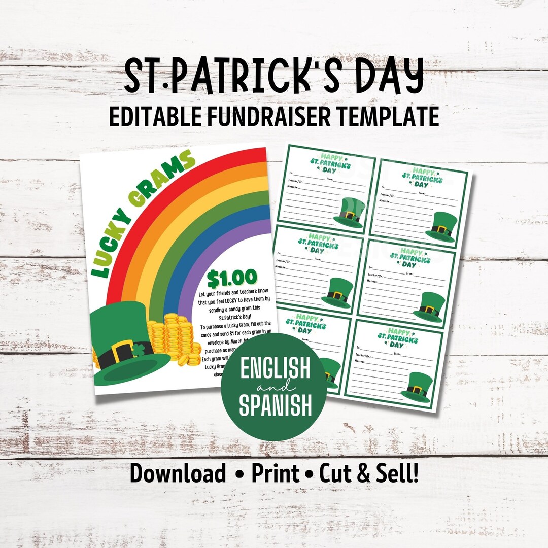 Editable St. Patrick's Day Candy Gram Fundraiser Flyer Template | St ...
