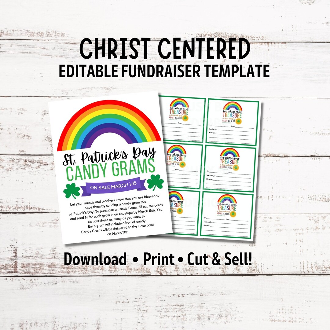 Editable St. Patricks Day Candy Gram Flyer | St. Patricks Day Candy ...