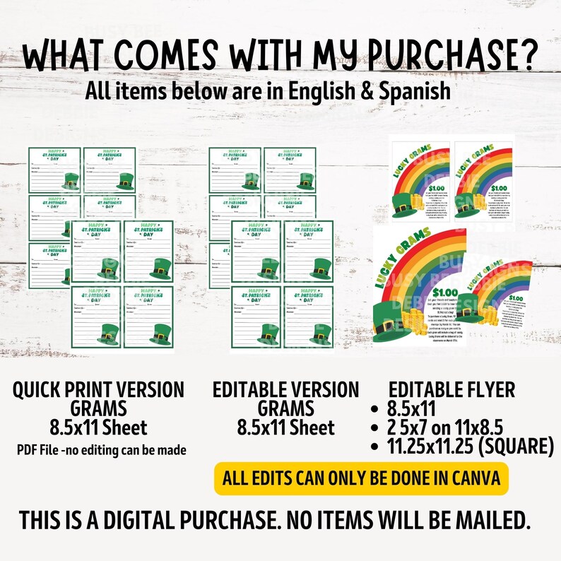 Editable St. Patrick's Day Candy Gram Flyer School - Etsy