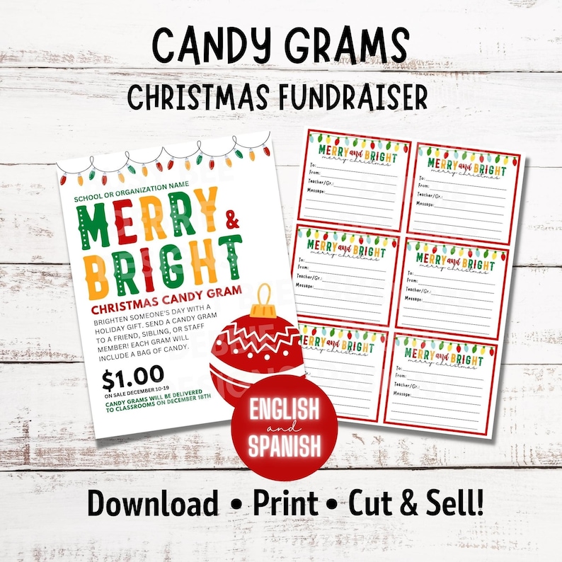 Christmas Candy Gram School Fundraiser Template Editable - Etsy