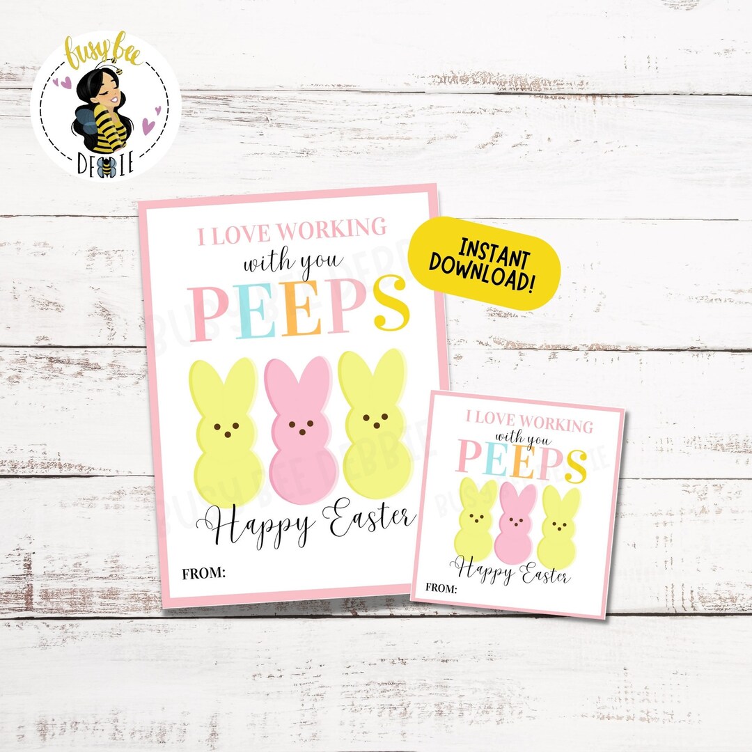 Printable Easter Peep Gift Tags Easter Cards or Gift Tags for Coworkers ...