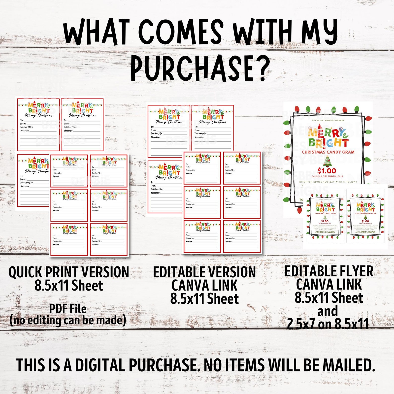 Christmas Candy Gram School Fundraiser Template Editable - Etsy