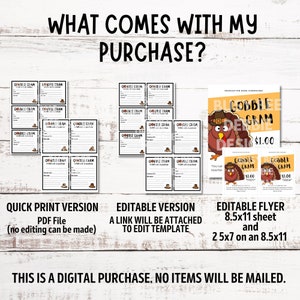 Thanksgiving Gobble Gram Download Candy Grams for School - Etsy