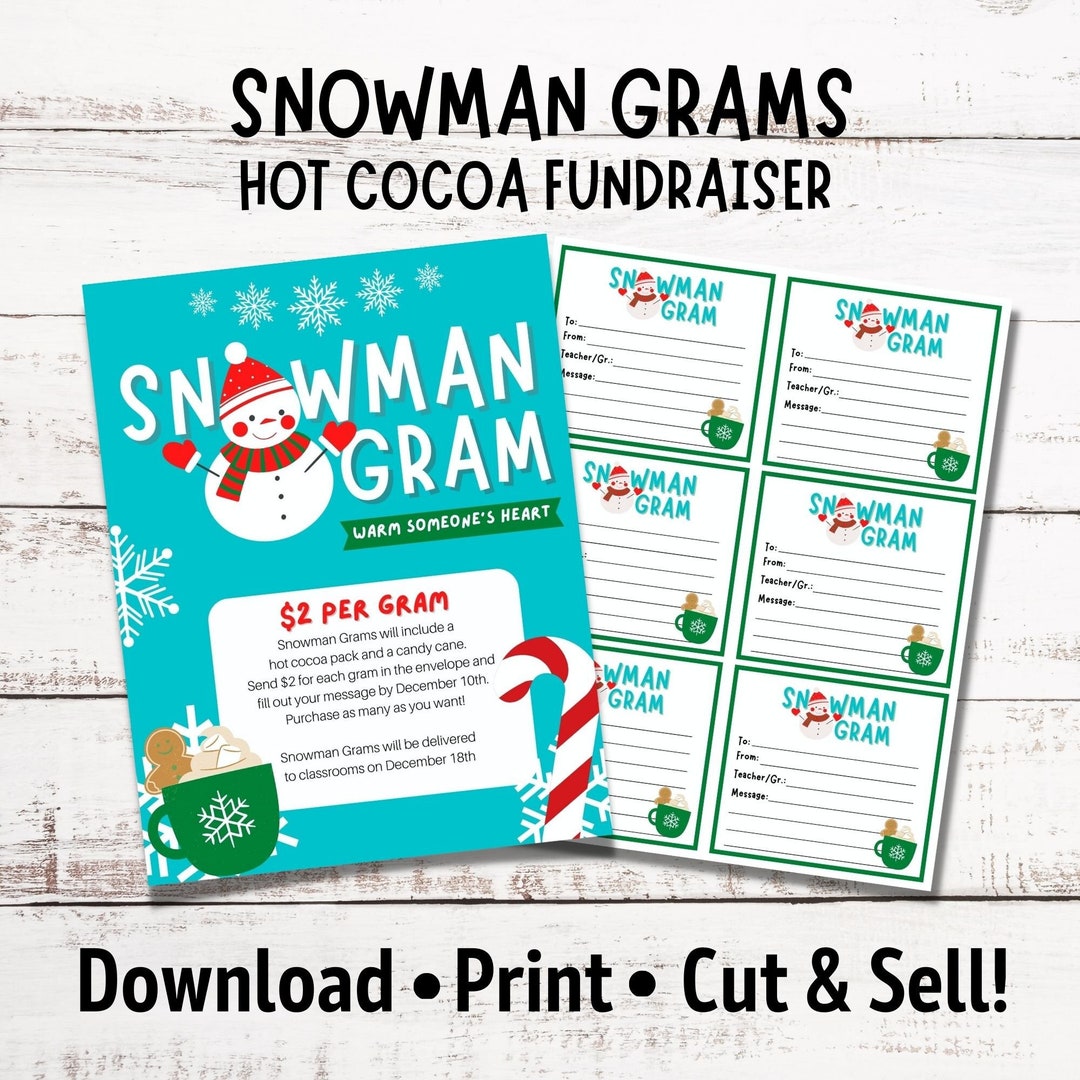 Printable Snowman Christmas Gram for School Fundraiser Hot Cocoa ...