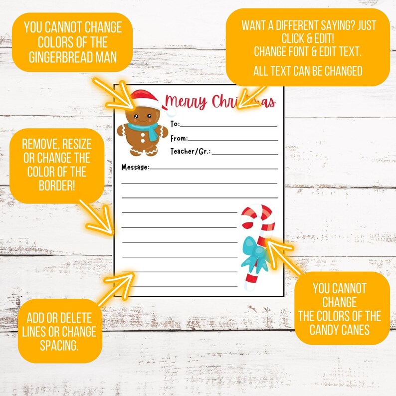 Printable Christmas Candy Cane Gram School Fundraiser Winter - Etsy