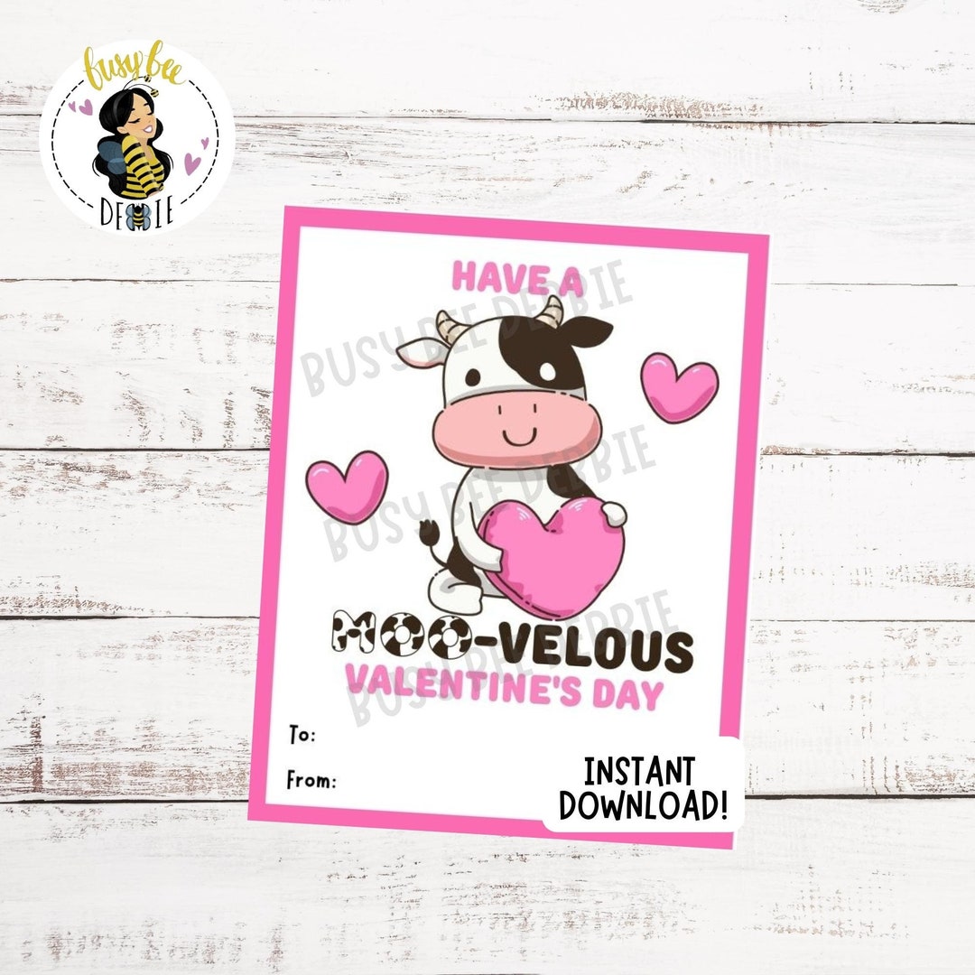 Printable Cow Valentine Cards Cute Cow Valentine Tags Cow - Etsy