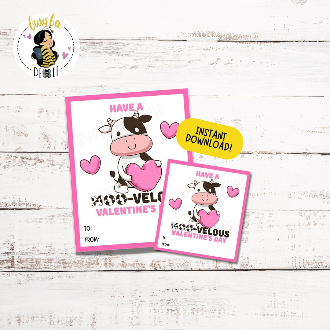Cute Cow Valentine's Day Cards | Printable Cow Valentine Gift Tags ...