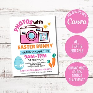 Photos With the Easter Bunny Flyer Editable Template Easter Photos With ...