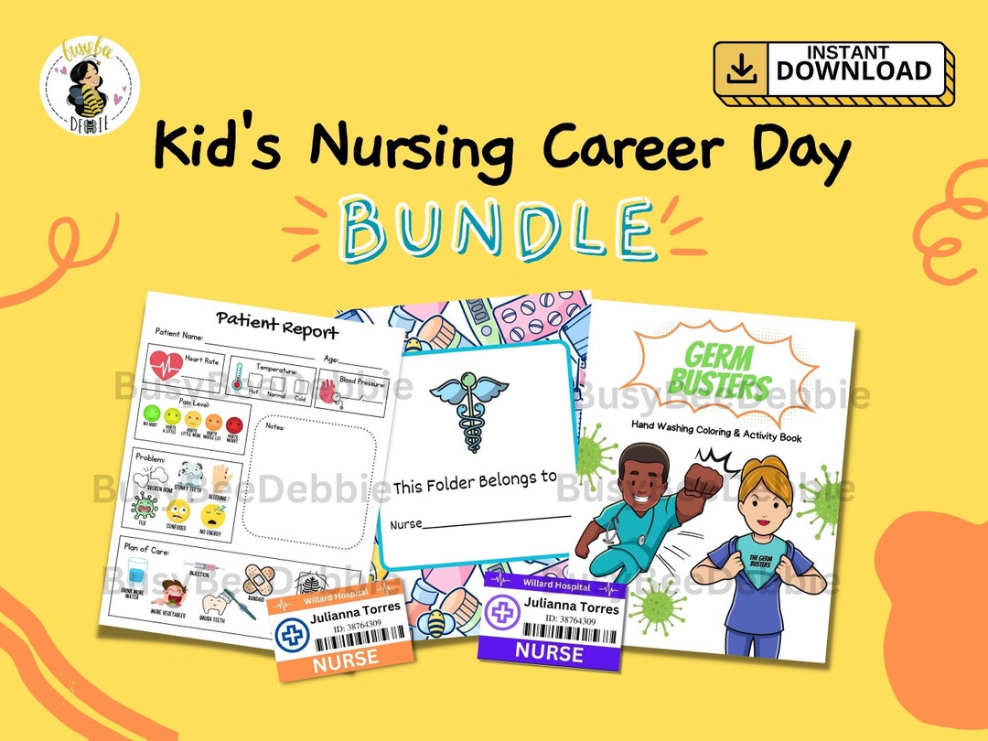 Kid's Nursing Career Day Bundle | ID Badge | Pretend Nurse Play ...