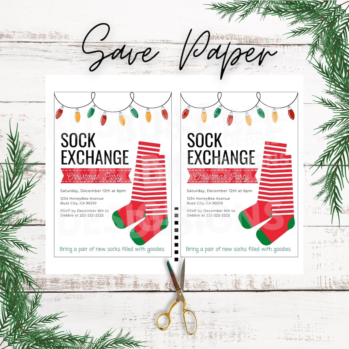 Editable Sock Exchange Christmas Party Invitation Printable - Etsy