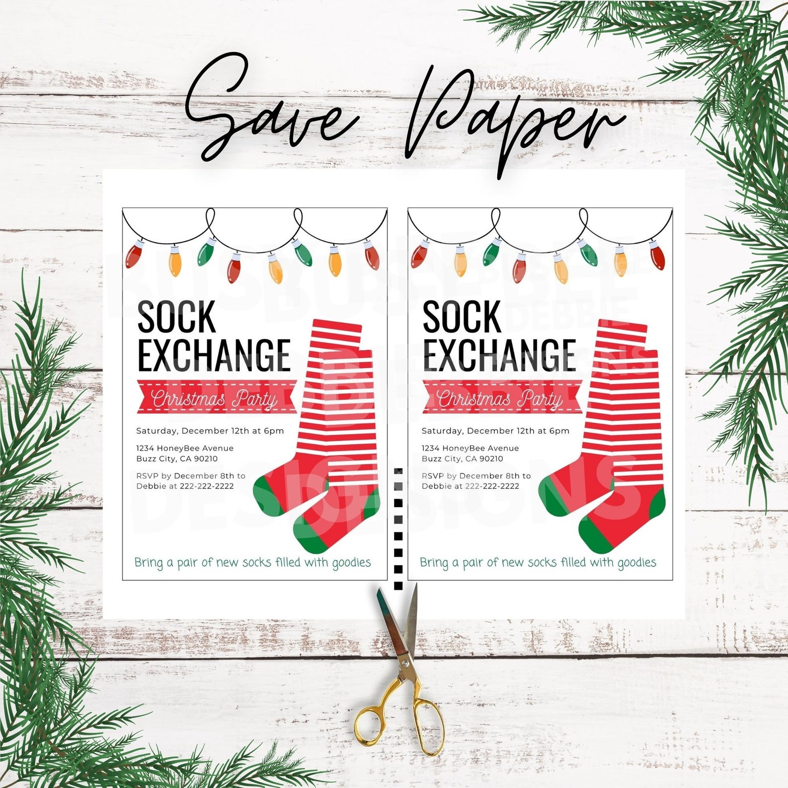 Editable Sock Exchange Christmas Party Invitation Printable - Etsy