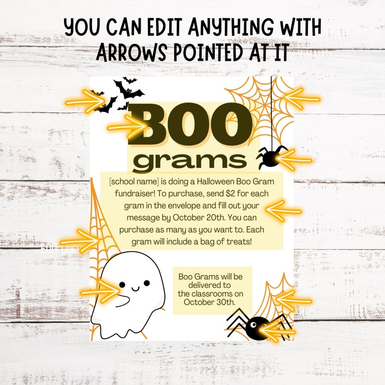 Editable Boo Grams Fundraiser Flyer | Halloween Candy Gram Fundraiser ...