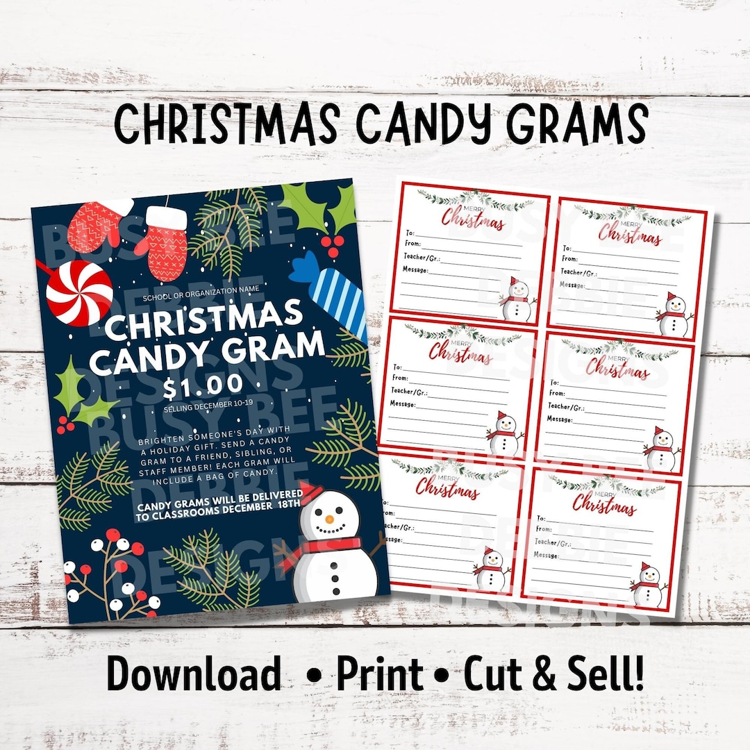 Christmas Candy Gram Editable Flyer Holiday Candy Gram School ...