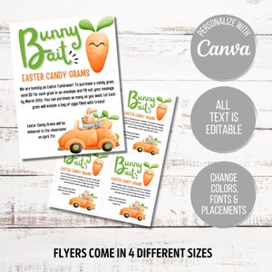 Editable Easter Candy Gram Fundraiser Flyer Bunny Bait Candy Gram for ...