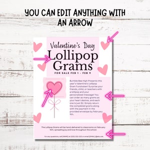 Valentine's Day Lollipop Fundraiser Flyer Template | Valentine's Day ...