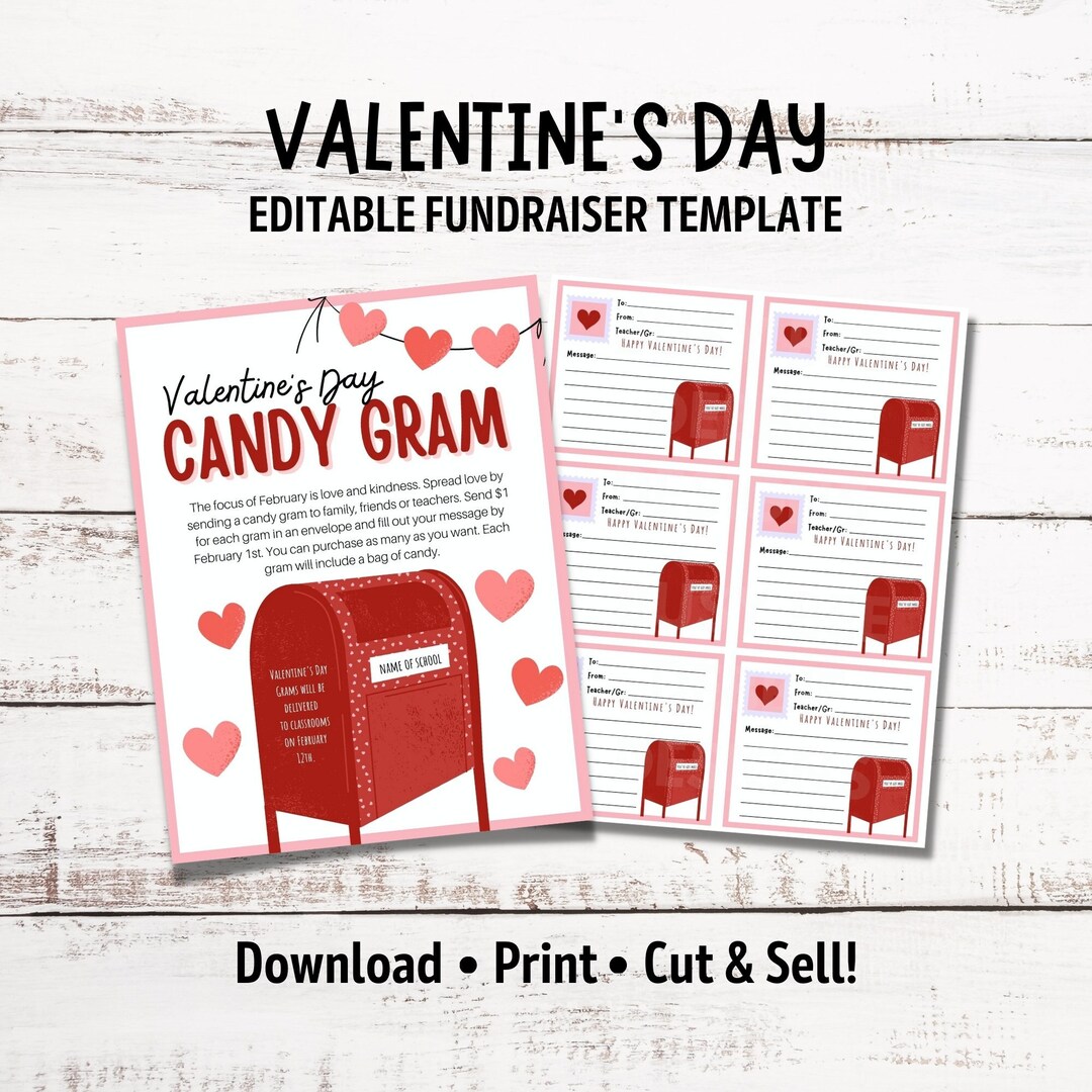 Editable Valentine's Day Candy Gram Flyer | Printable Fundraiser ...
