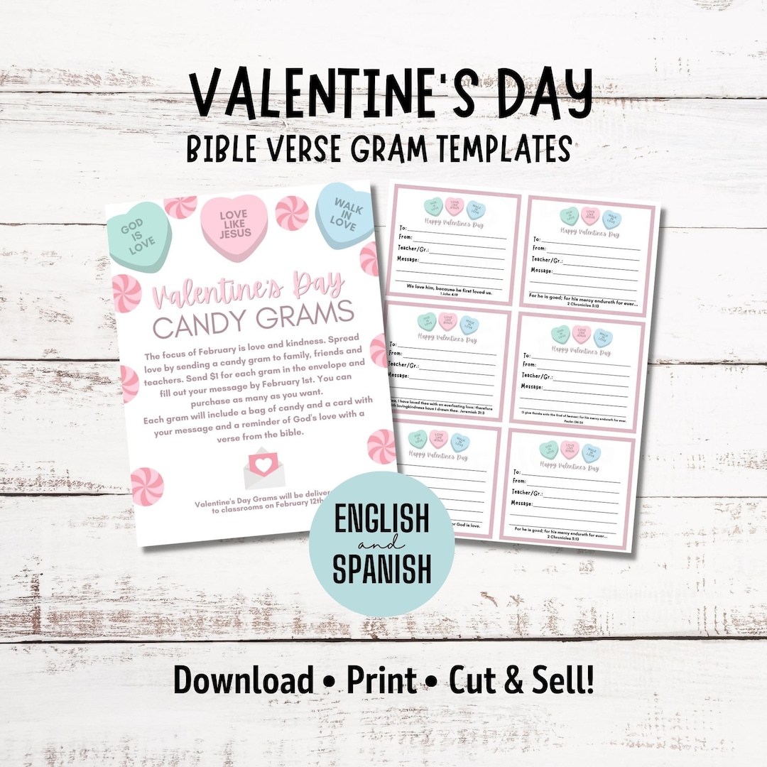 Bible Verse Valentine's Day Candy Gram Flyer Bible Verses About God's ...