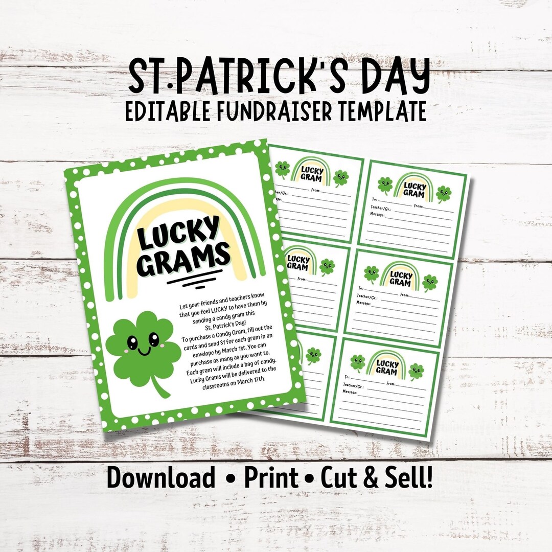 Lucky Gram Fundraiser Template for St. Patrick's Day Editable Candy ...