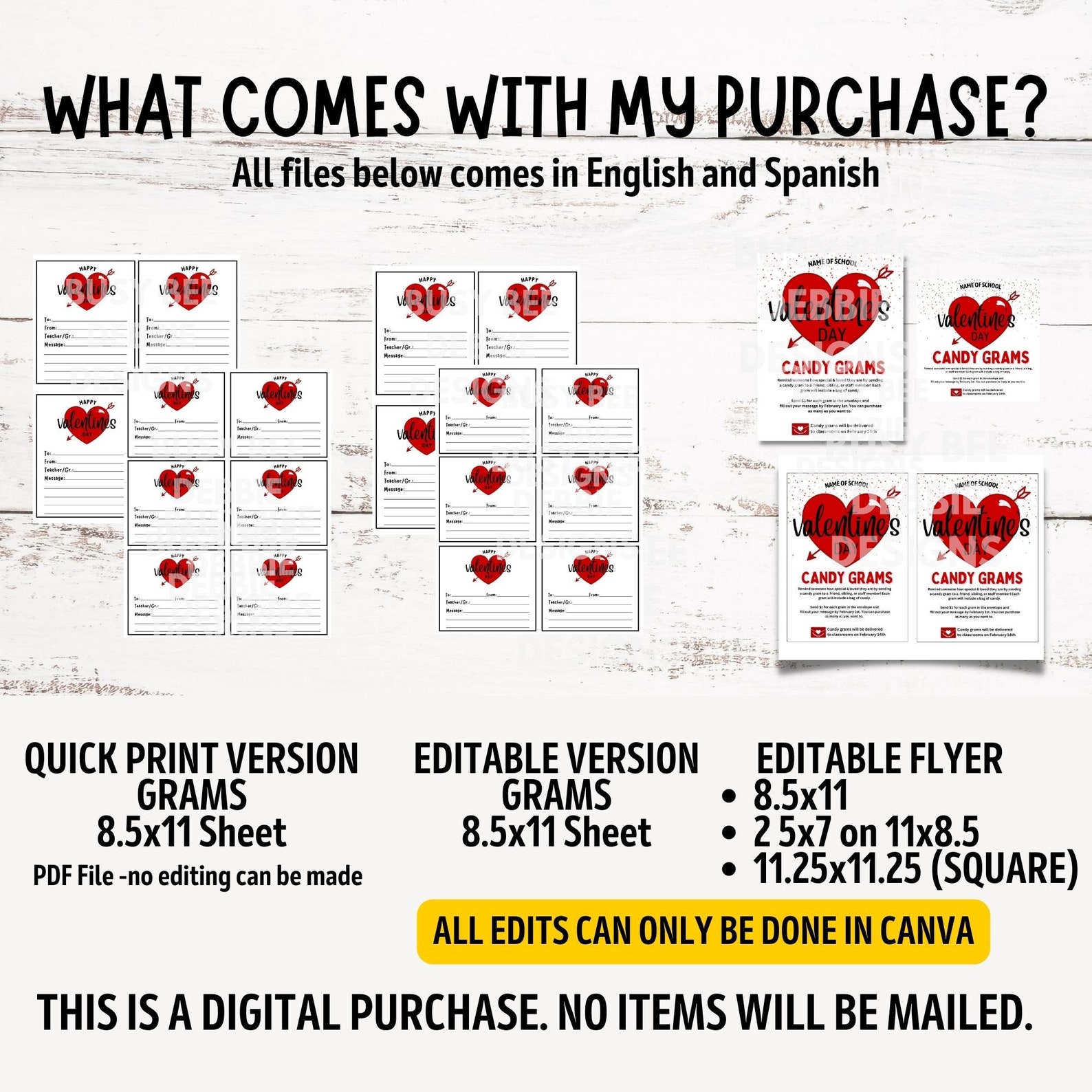 Valentine Candy Gram School Fundraiser Flyer Editable Candy - Etsy