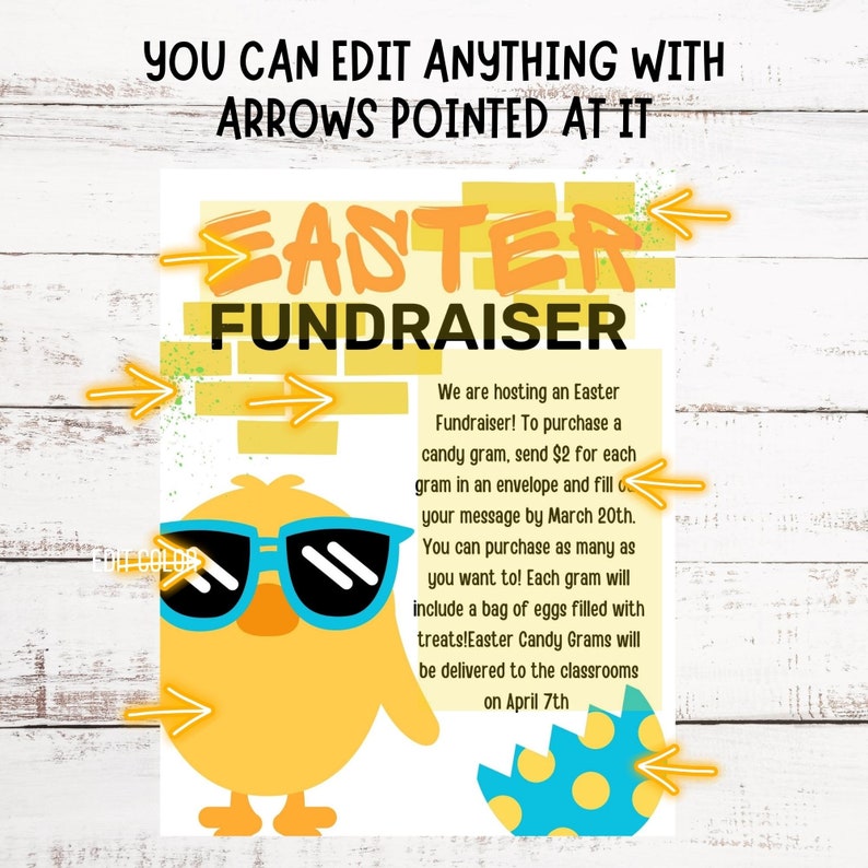 Editable Cool Chick Easter Candy Gram Fundraiser Flyer Candy - Etsy