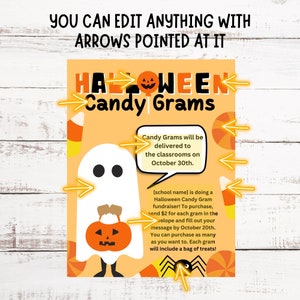 Editable Halloween Candy Gram Fundraiser Flyer Halloween Candy Grams ...