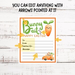 Editable Easter Candy Gram Fundraiser Flyer Bunny Bait Candy Gram for ...