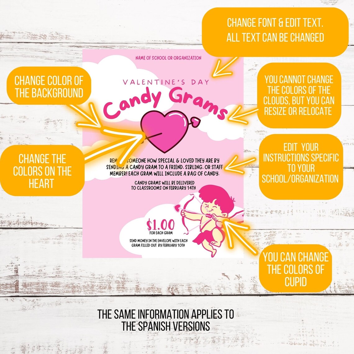 Valentine's Day Candy Grams School Flyer for PTA PTO - Etsy