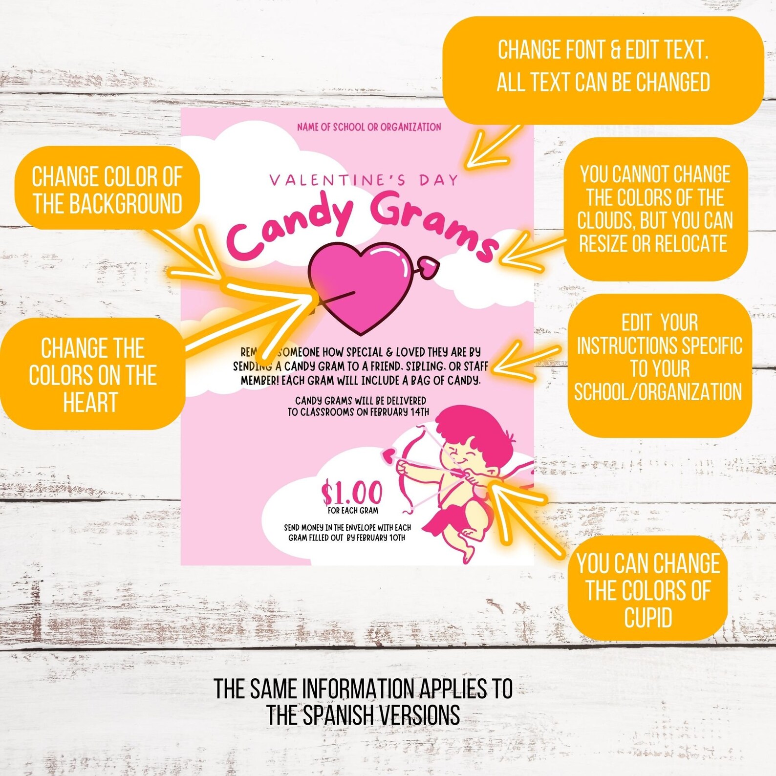 Valentine's Day Candy Grams School Flyer for PTA PTO - Etsy