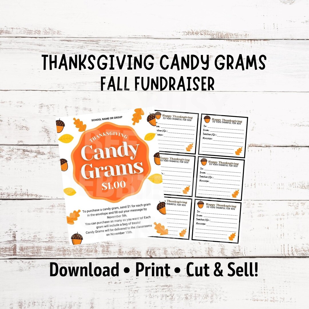 Thanksgiving Candy Gram Download Candy Grams for School Fundraiser ...